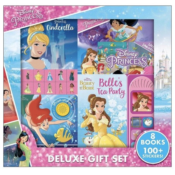 Toys | Disney Princess Deluxe 8 Book Gift Set 10 Stickers Cinderella ...